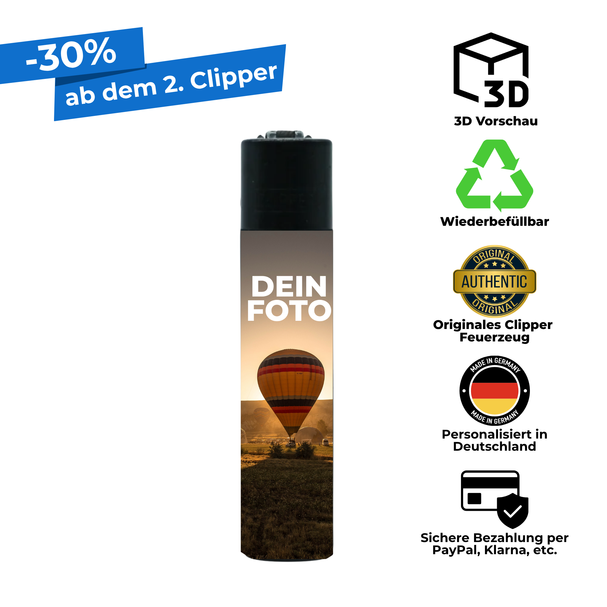 Personalisierte Clipper - 3D Vorschau – Customclipper